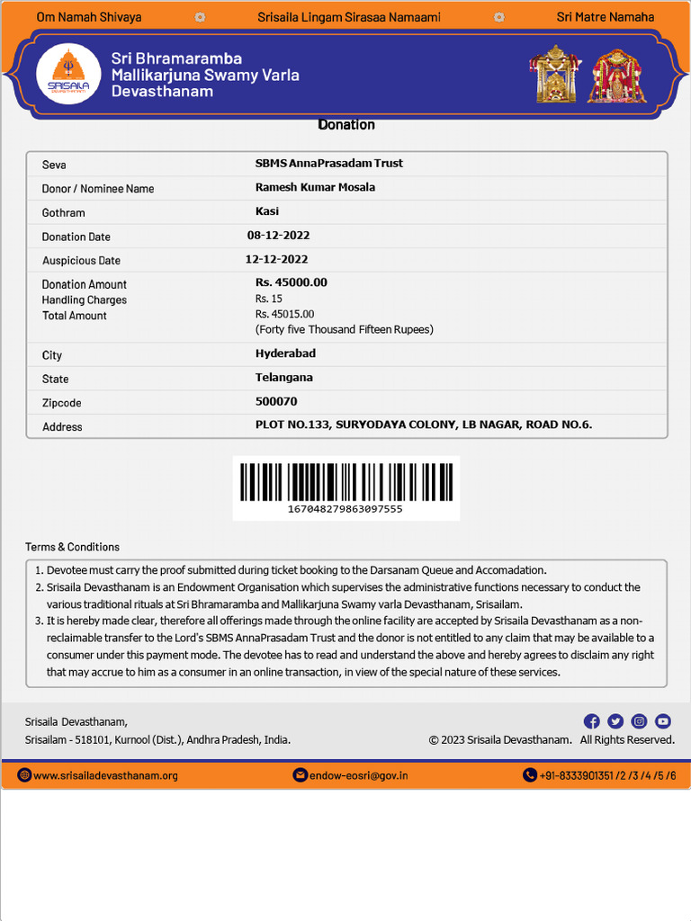 Srisaila Devasthanam Official Website Changed | PDF