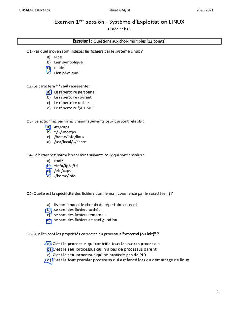 Examen Système d'Exploitation Linux | PDF | Fichier texte | Logiciel