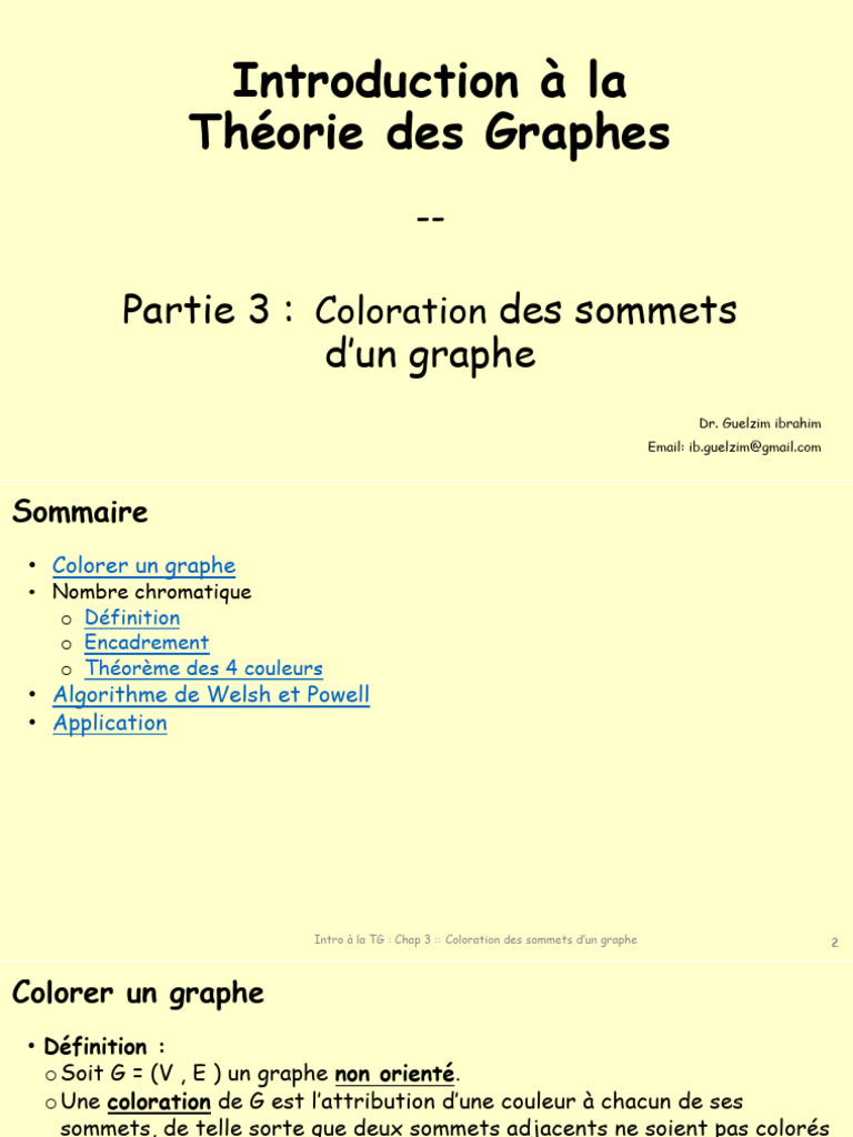 Coloration de Graphes et Algorithme Welsh-Powell | PDF