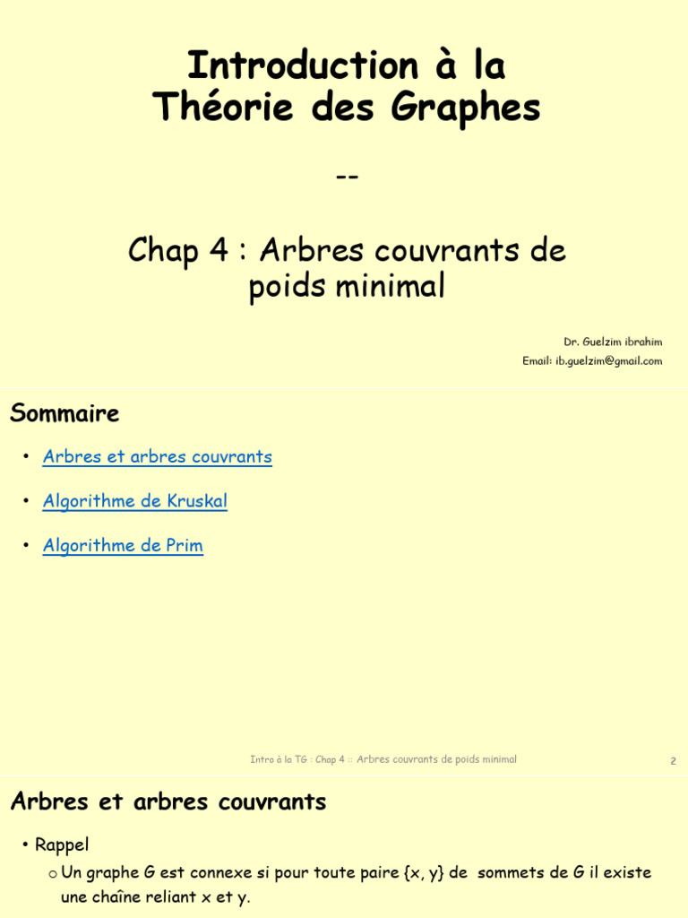 04 - Arbres Couvrants de Poids Minimal | PDF | Théorie des graphes ...