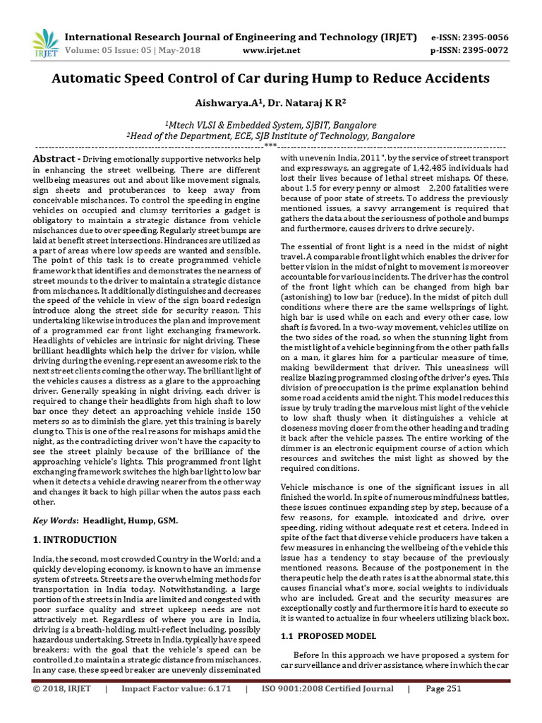 IRJET_Automatic_Speed_Control_of_Car_Dur | PDF | Headlamp | Light