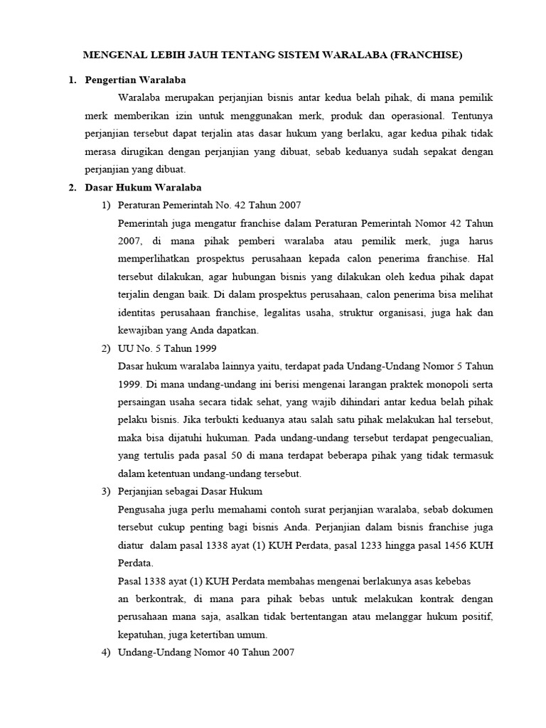 Artikel Meka Lawfirm (Mengenal Lebih Jauh Tentang Sistem Waralaba ... Artikel Meka Lawfirm (Mengenal Lebih Jauh Tentang Sistem Waralaba ...