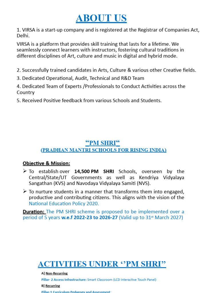 PM Shri Scheme - Virsa India | PDF