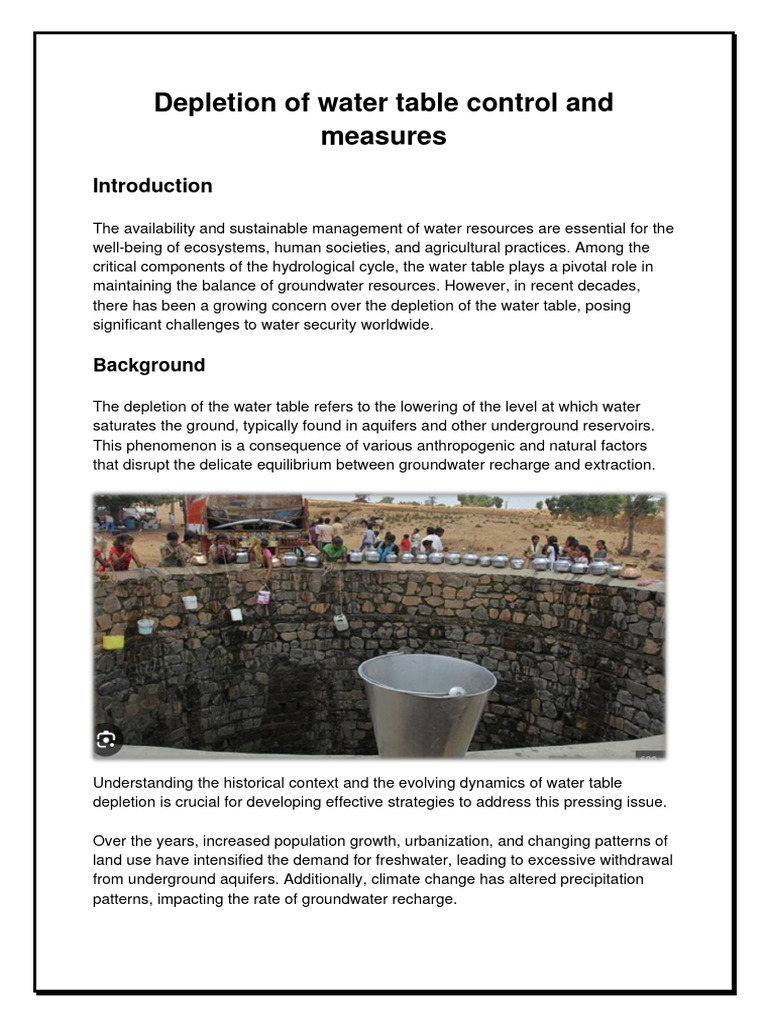 Depletion of water table control and measures | PDF