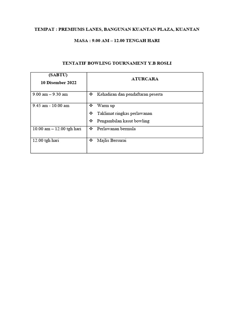 Tentatif Bowling | PDF