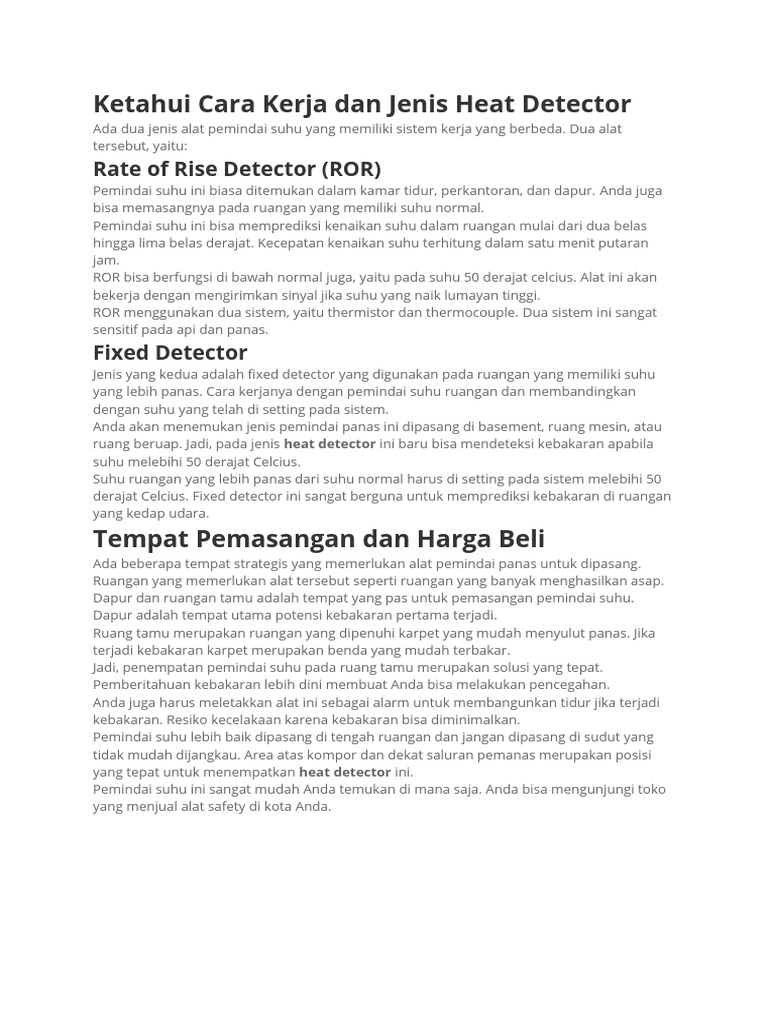 Cara Kerja Heat Detector | PDF