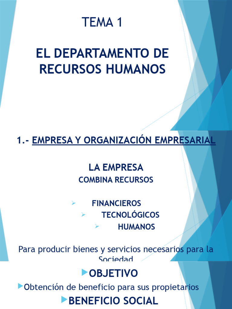 Tema 1 Recursos Humanos Power Point | PDF