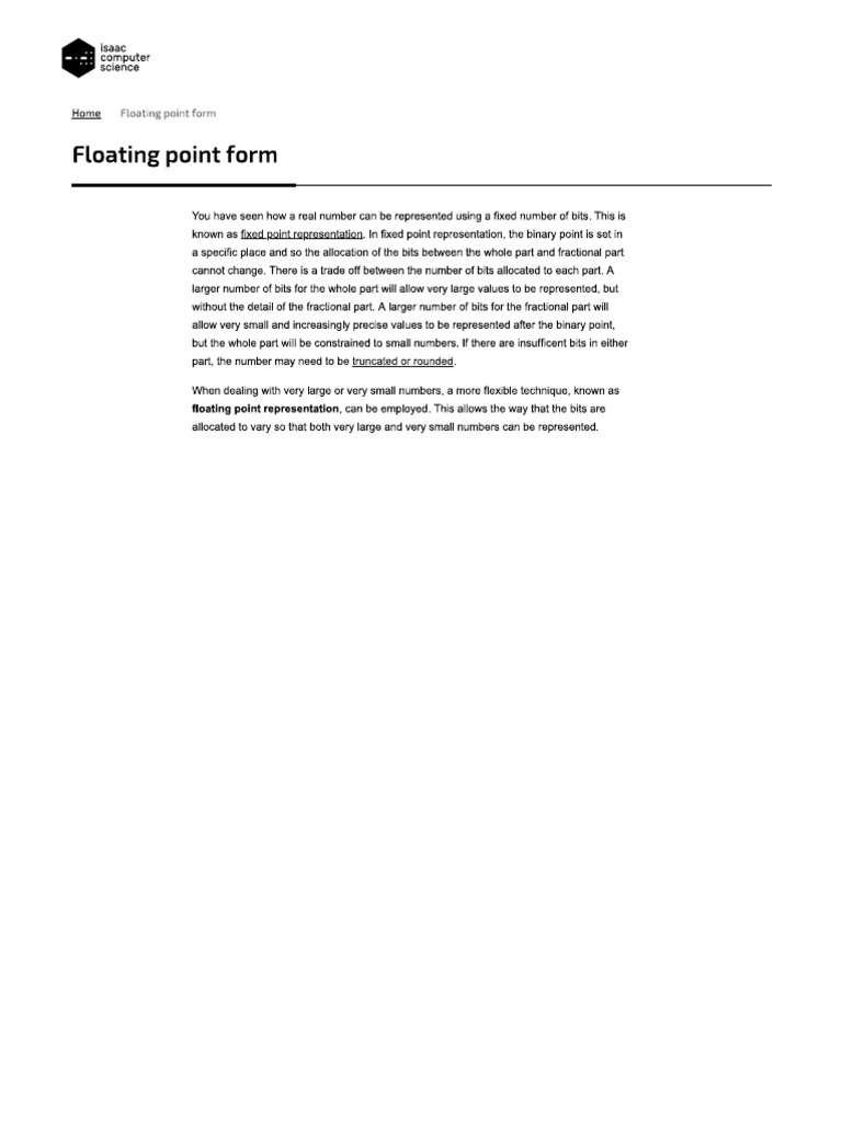Floating Point Representation | PDF