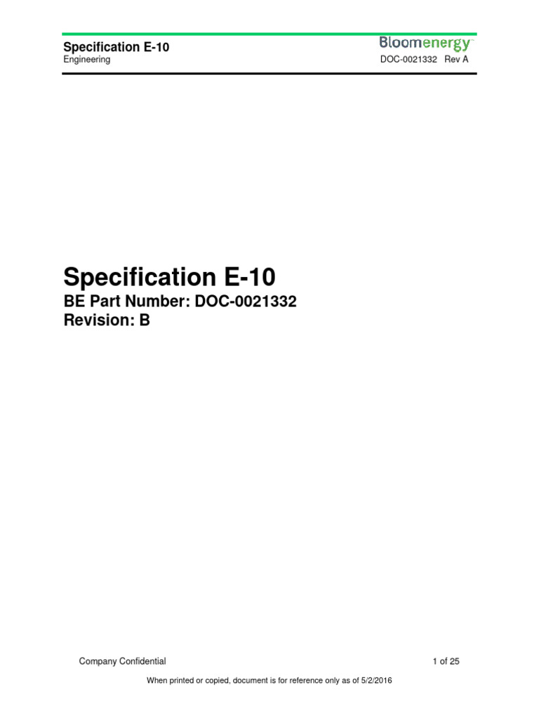 DOC-0021332 - RevB - Specification E-10 | PDF