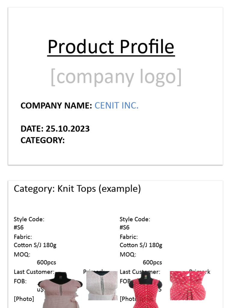 Product Profile - Template For New Vendor | PDF | Textiles | Textile ...