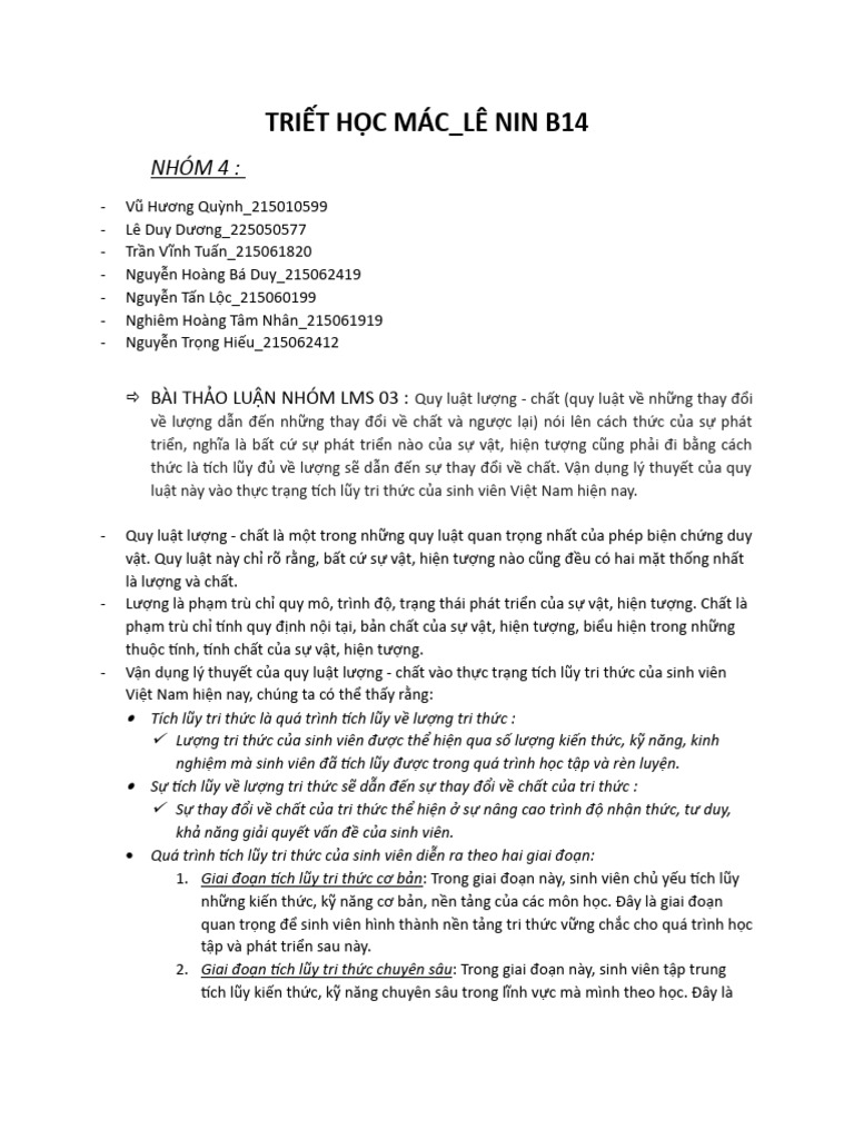 Triết - B14 - NHÓM4 | PDF
