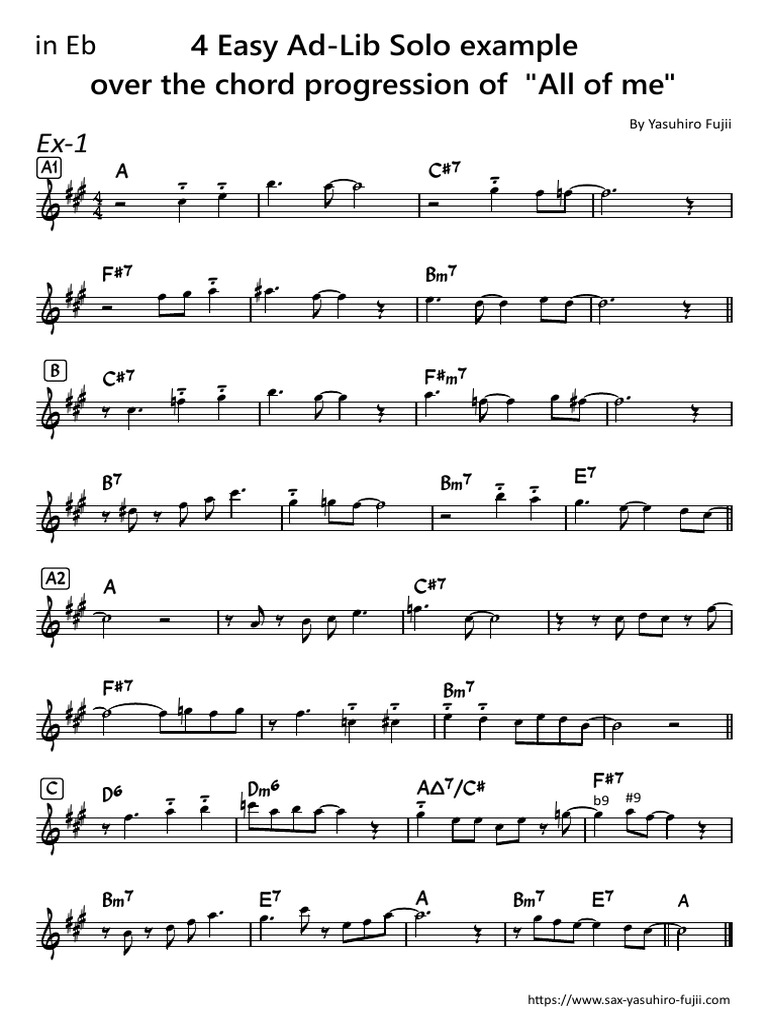All of Me - 4 Easy Ad-Lib Solo Examples For Alto Sax | PDF | Elements ...