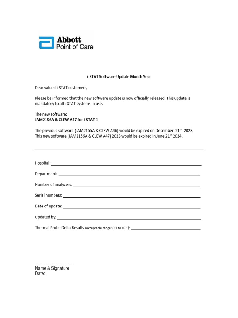 i-STAT Software Update Notice | PDF | Computers