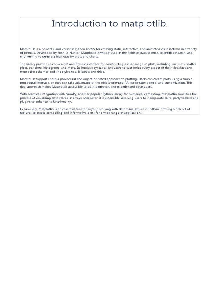 Introduction To Matplotlib | PDF