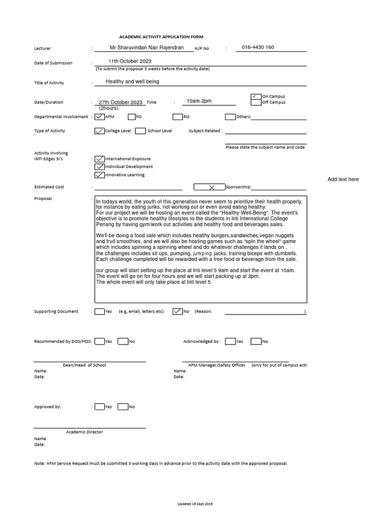 AAO Academic Activity Form Copy - PDF Slay Copy - PDF Omg | PDF