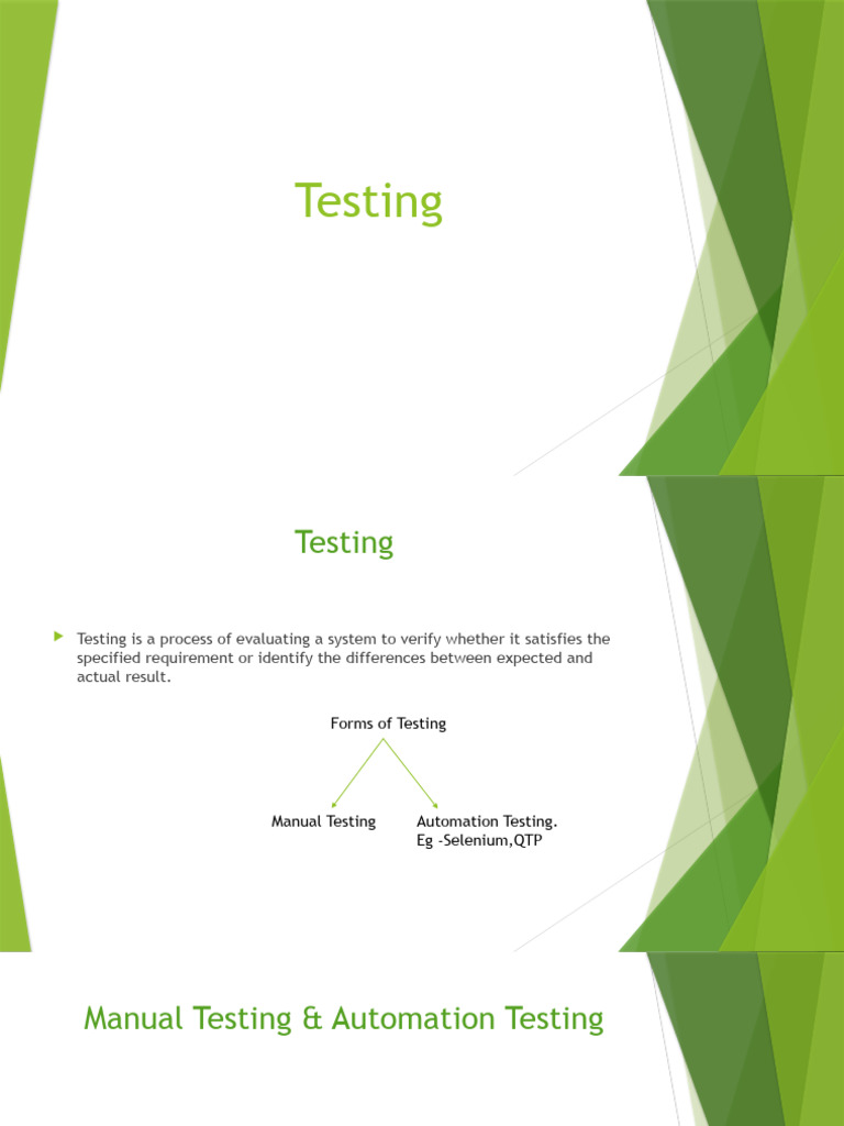 Manual Testing -PPT1(Types) | PDF | Software Testing | Engineering Manual Testing -PPT1(Types) | PDF | Software Testing | Engineering