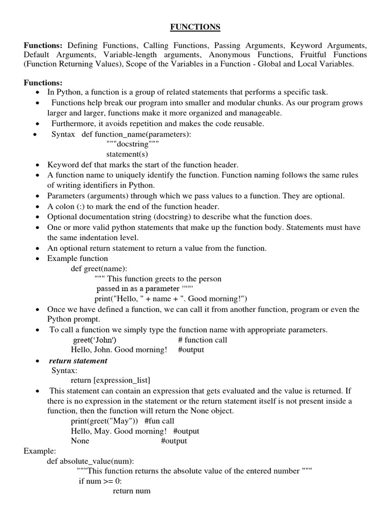Functions Download Free Pdf Parameter Computer Programming Anonymous Function