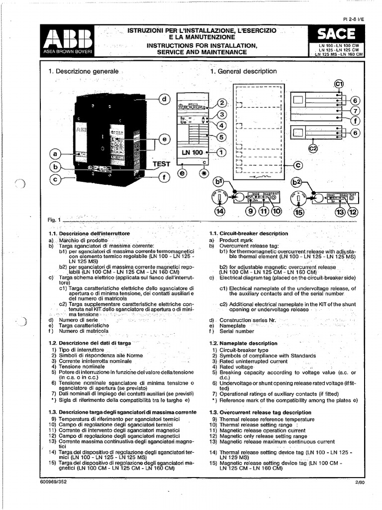 SACE Instructions For Indtallation Service and Maintenance | PDF