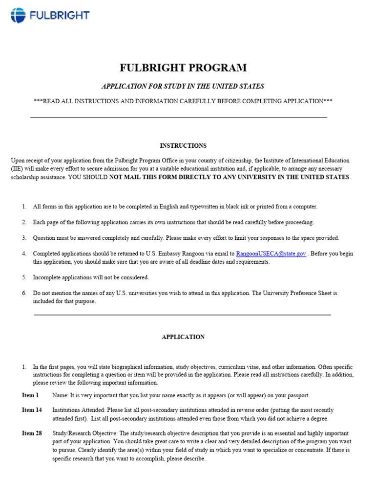 2024 Fulbright Application | PDF