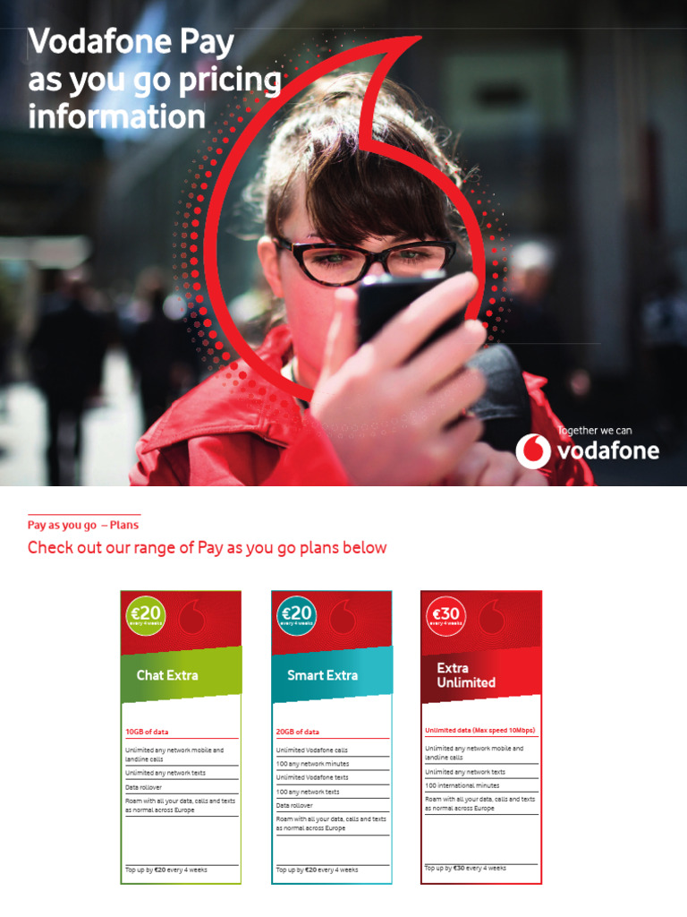 Vodafone Pay As You Go Pricing Plans | PDF
