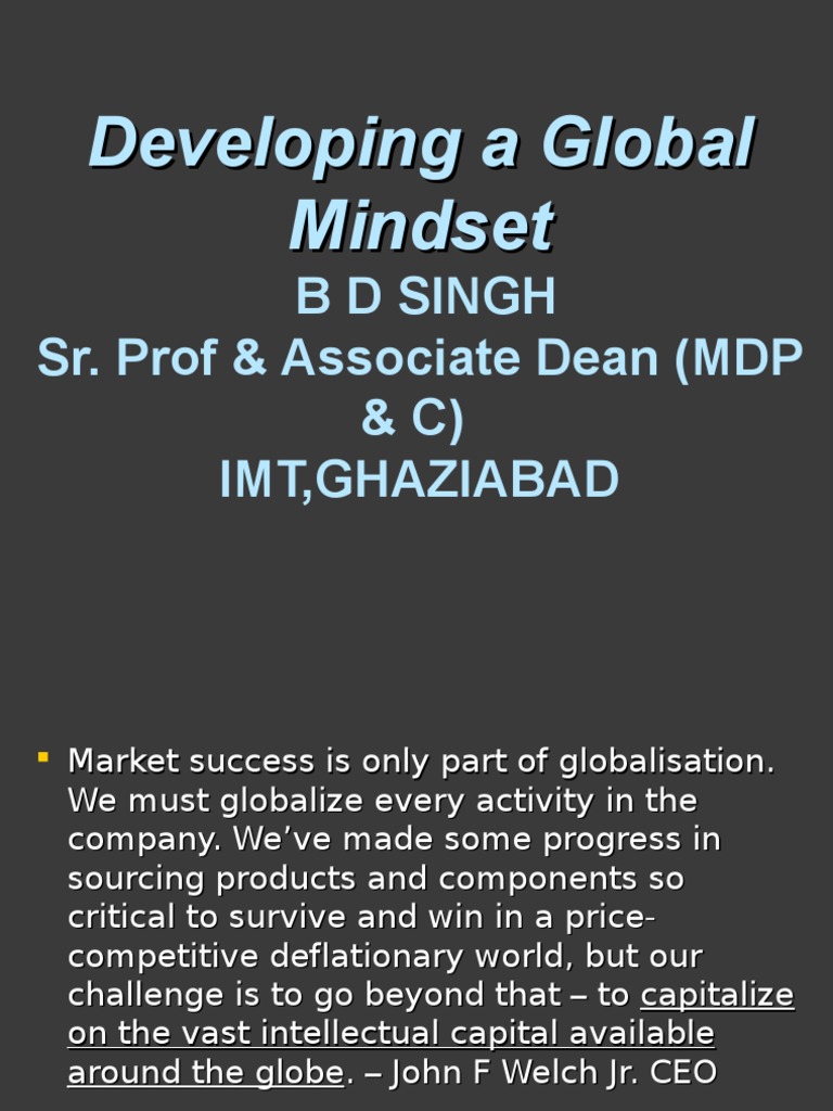 Developing A Global Mindset | PDF | Mindset | Globalization