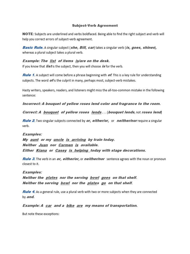 S V Agreement | PDF | Grammatical Number | Verb