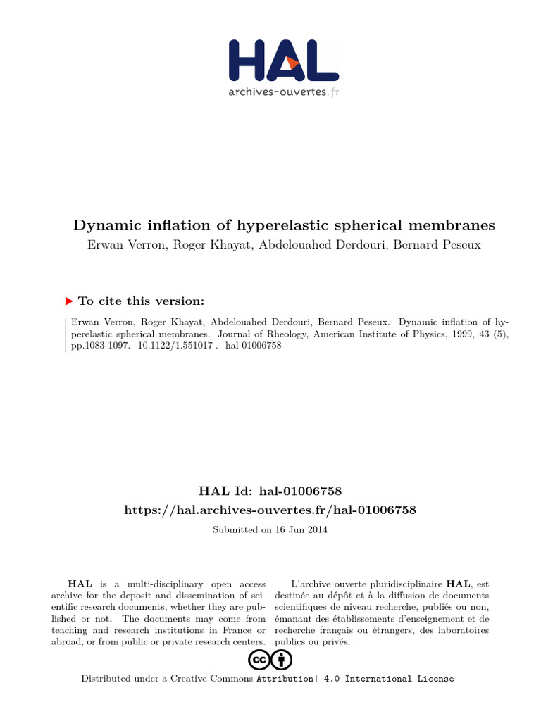 Dynamic Inflation of Hyperelastic Spherical Membranes | Download Free ...