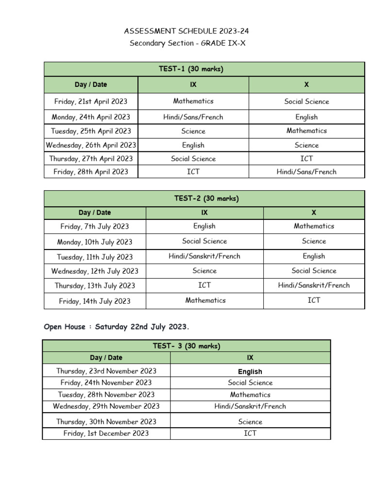 Assessment Dates | PDF