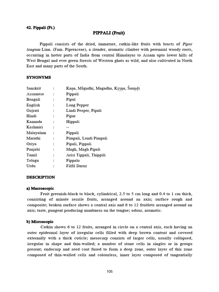 API-Vol-4 Pippali API | PDF | Plants