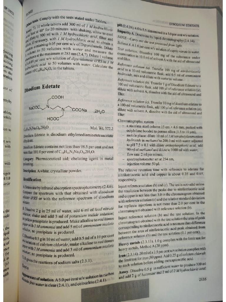 Disodium EDTA IP Monograph 2022 | PDF