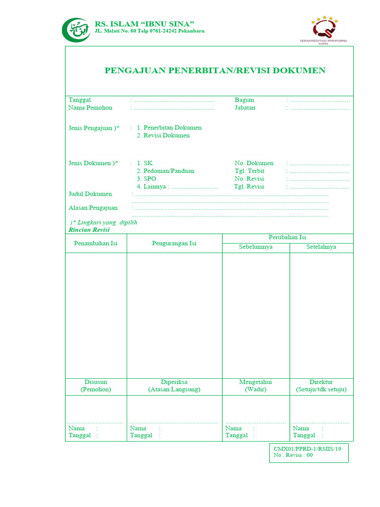 Formulir Pengajuan Penerbitan Atau Revisi | PDF