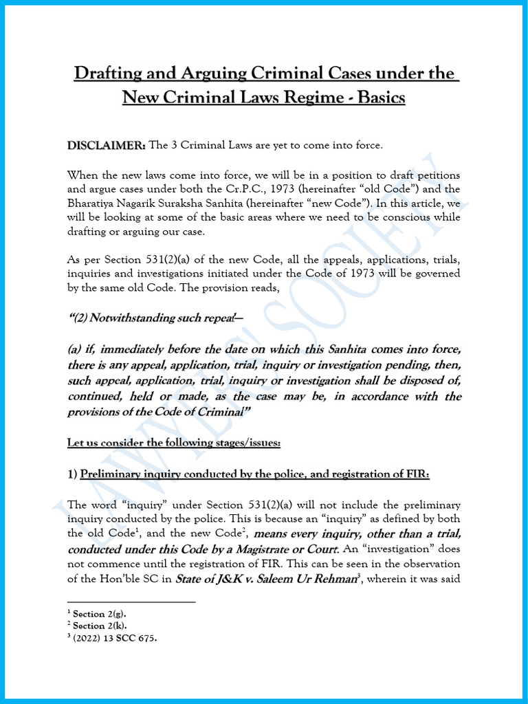 Drafting and Arguing Criminal Cases Under The New Criminal Laws-1 | PDF | Bail | Magistrate
