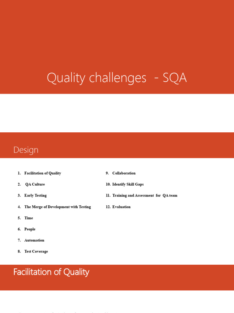 Quality Challenges - SQA | PDF