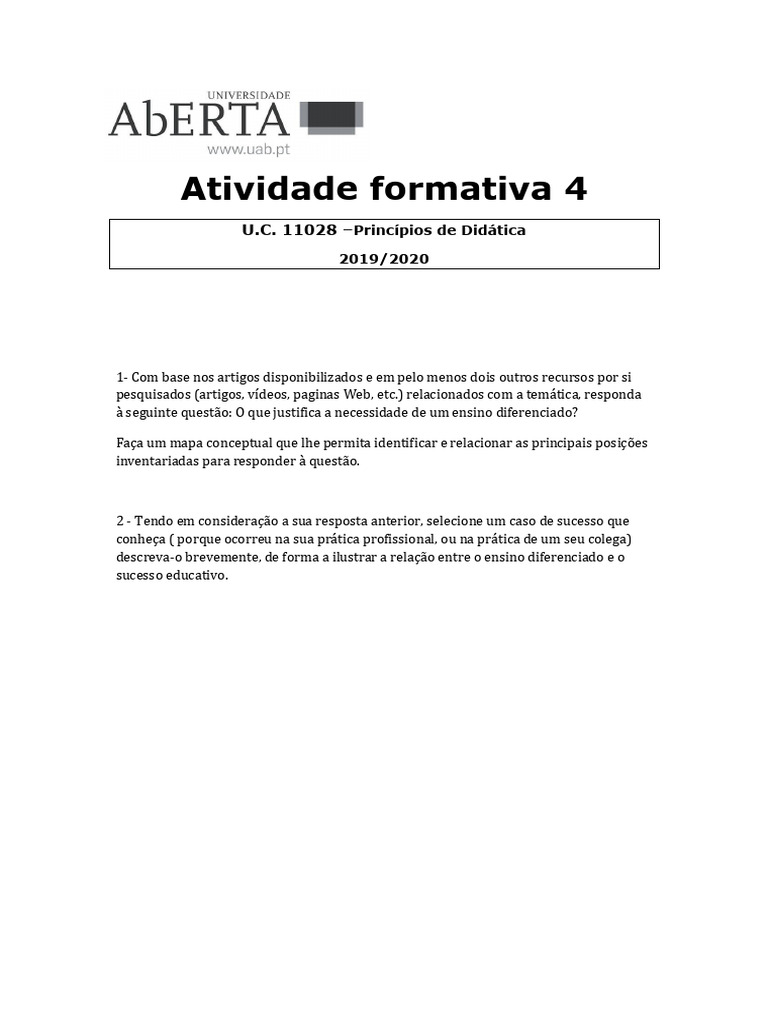Atividade Formativa 4 | PDF