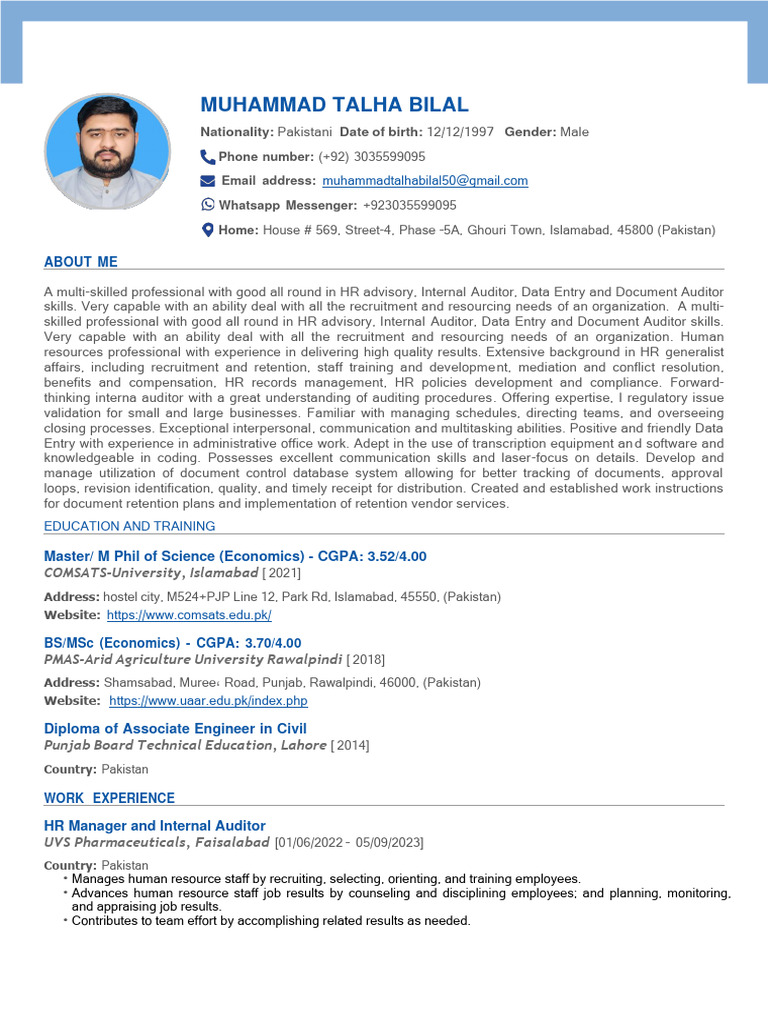 Talha CV Update | PDF