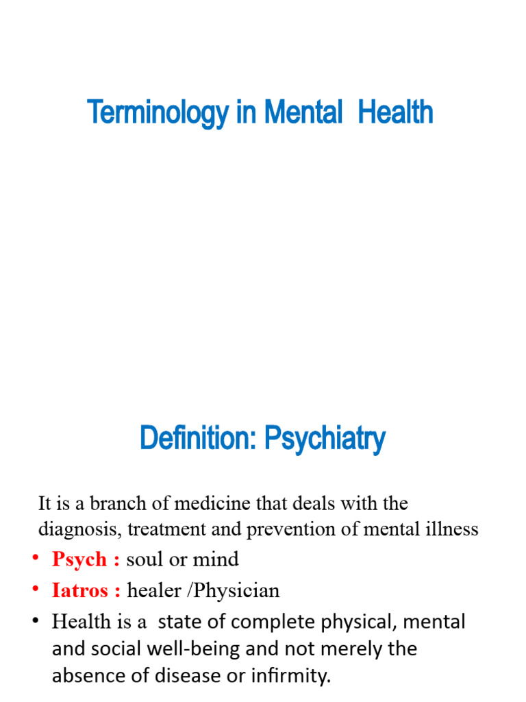 Mental Health Terminology Explained | PDF | Philosophy | Self-Improvement