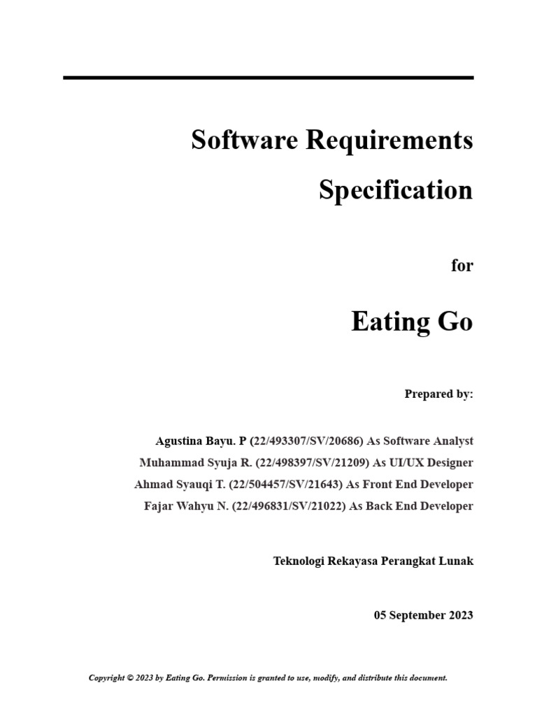 Aplikasi Pelacak Keramaian Cafe Atau Restoran SRS (Software Requirements Specification) | PDF ...