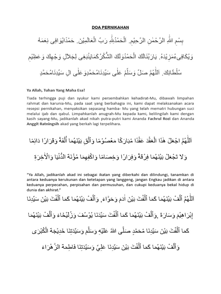 DOA PERNIKAHAN Anggit Dan Fahrul | PDF