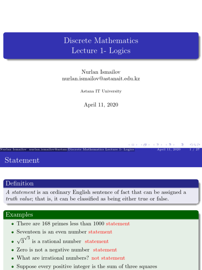 Discrete Math: Logic Fundamentals | PDF | If And Only If | Contradiction