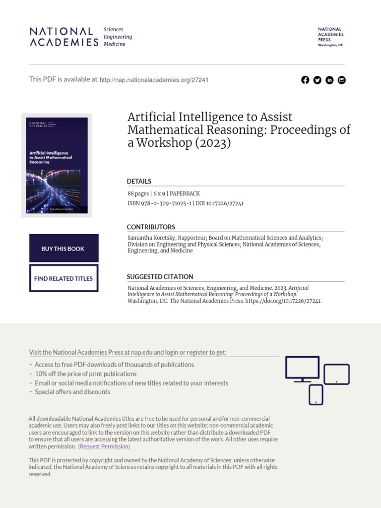 Artificial Intelligence To Assist Mathematical Reasoning | PDF | Artificial Intelligence ...