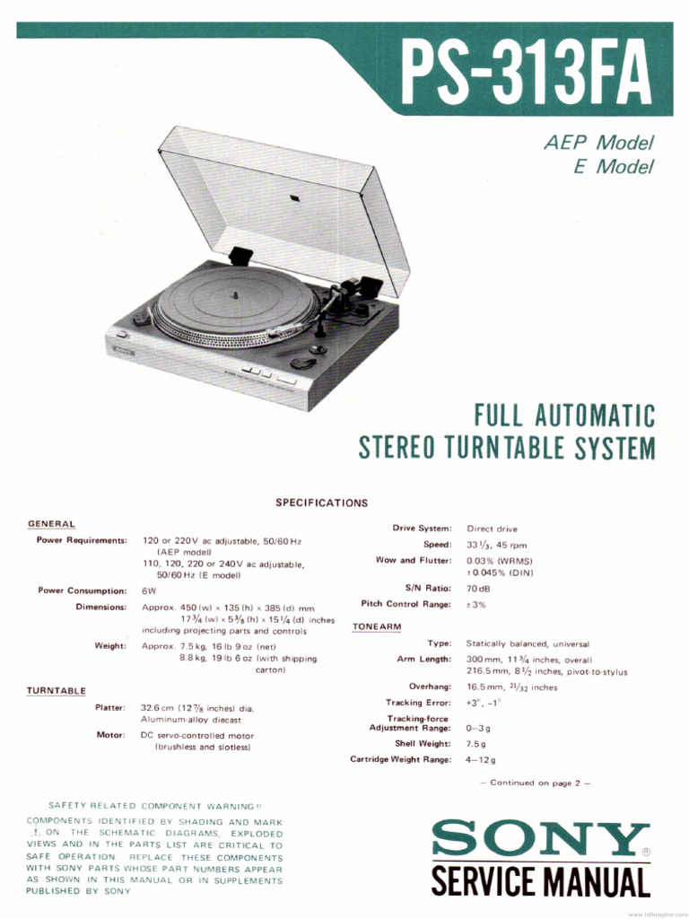 Sony Ps-313fa Service en | PDF
