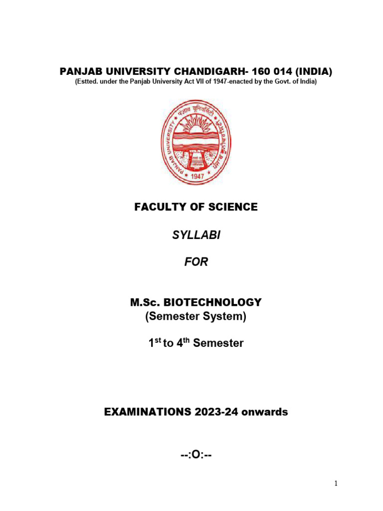MSC Biotechnology Syllabus PDF