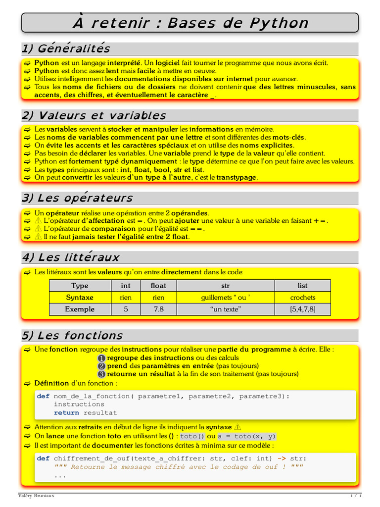 Nsi1 02 02 Retenir Python 1 | PDF
