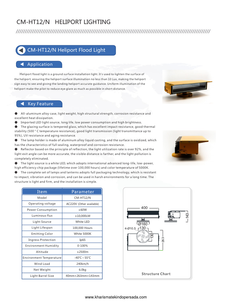 CM-HT12-N Heliport Flood Light | PDF | Lighting | Light Emitting Diode