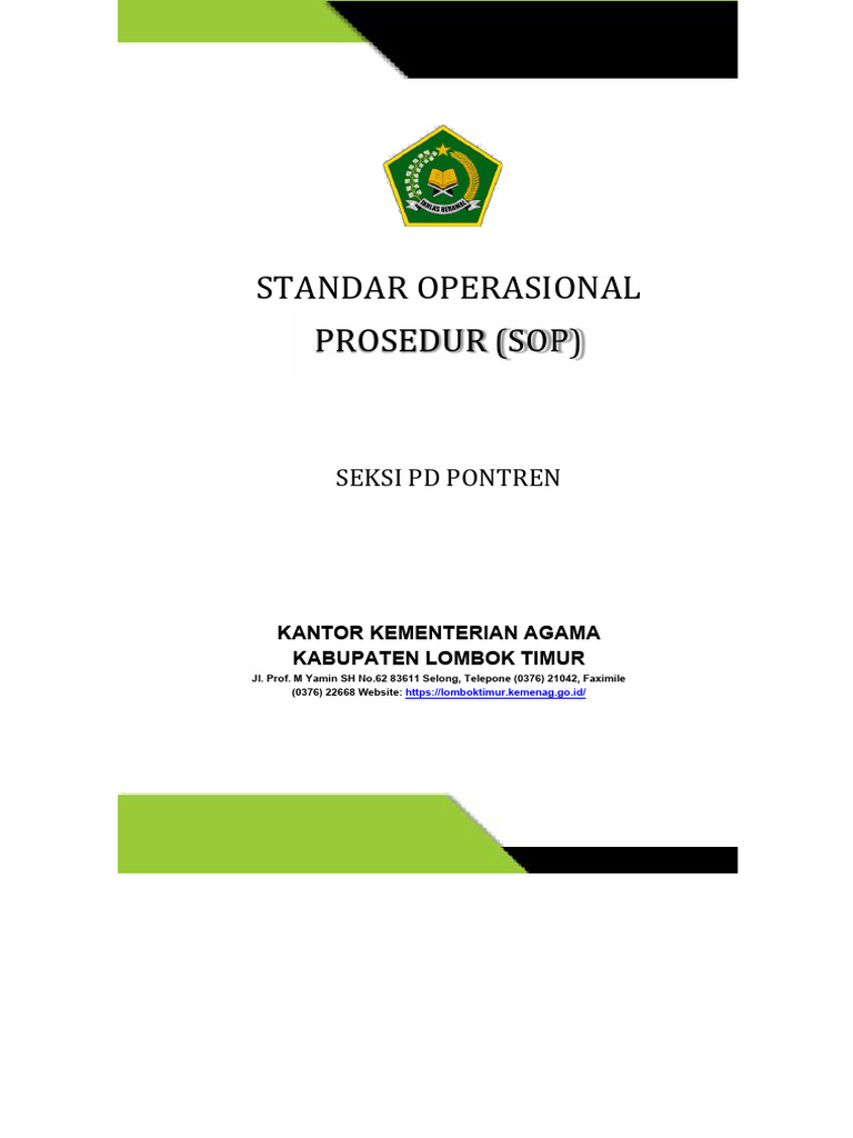 Update Sop Seksi Pd. Pontren Kemenag Lotim 2022 | PDF Update Sop Seksi Pd. Pontren Kemenag Lotim 2022 | PDF