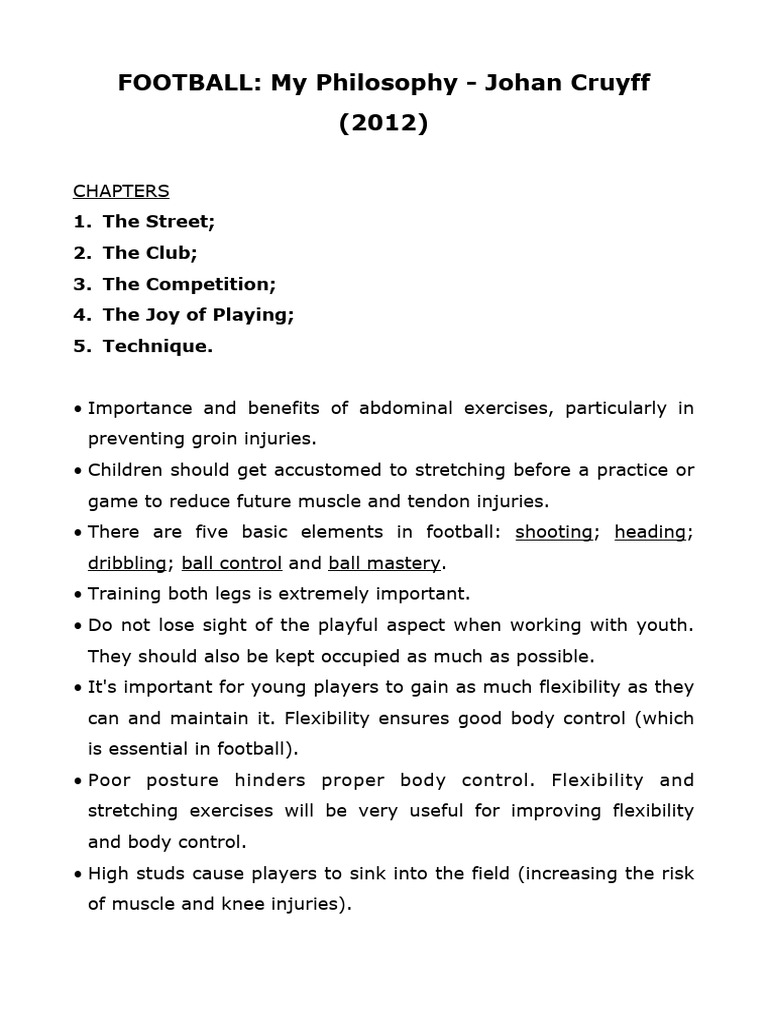 Johan Cruyff's Football Philosophy | PDF | Flexibility (Anatomy) | Foot
