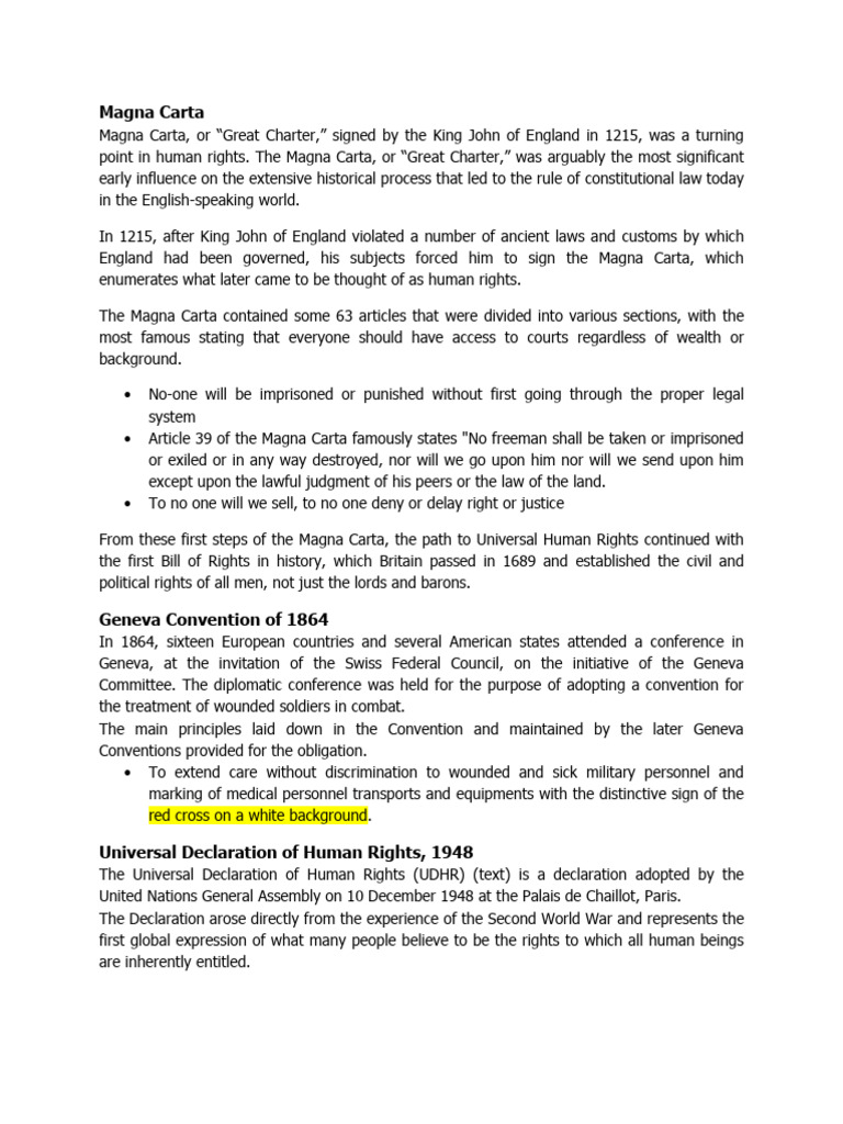 HR UNIT 2 | PDF | Magna Carta | Human Rights