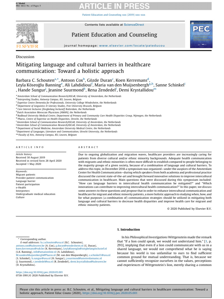 Mitigating Language and Cultural Barrier | PDF | Health Care | Cross Cultural Communication