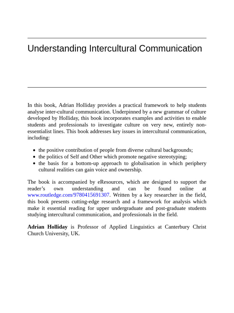 Understanding Intercultural Communication Negotiating A Grammar of ...