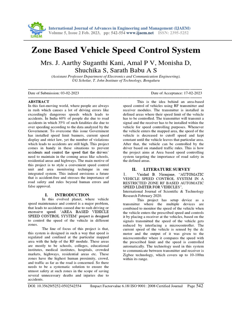Zone Based Vehicle Speed Control System | PDF | Business | Computers